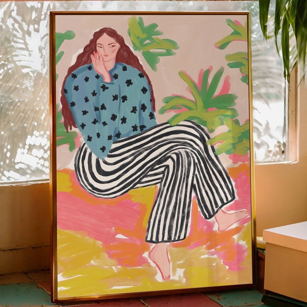70S Fashion Woman Art Print: Retro Eclectic Home Decor Home Decor ...