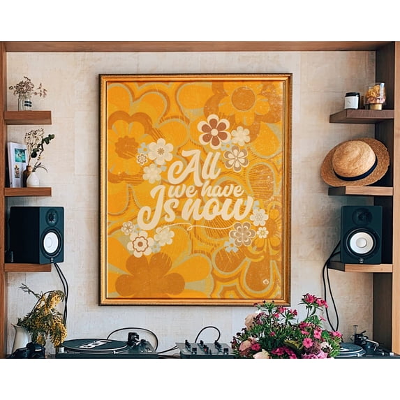 70S Floral Pattern Print All We Have Is Now 70S Decor Hippie Print 70S ...