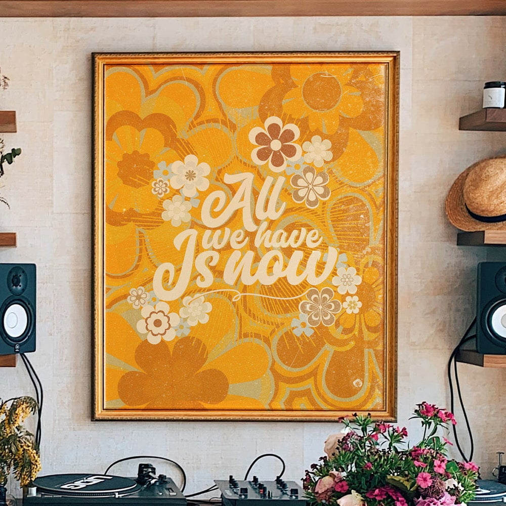 70S Floral Pattern Print All We Have Is Now 70S Decor Hippie Print 70S ...
