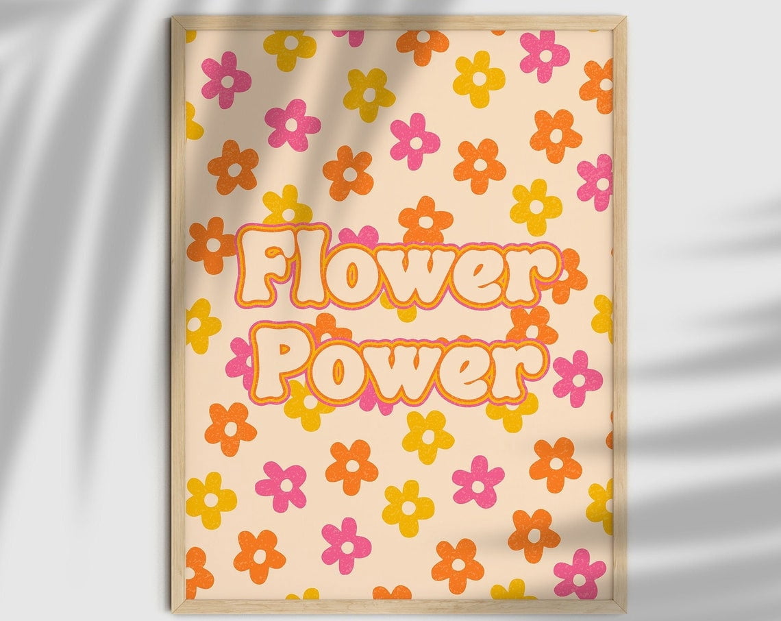 70S Floral Pattern Print, Flower Power Print, Retro 70S Home Decor, 70S ...
