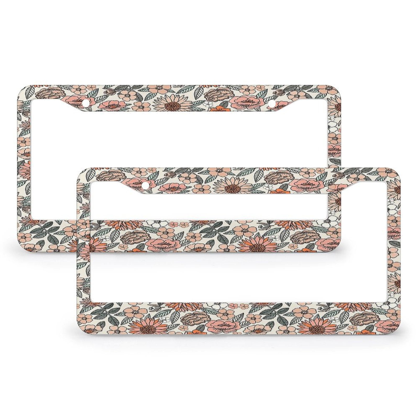 70S Flowers Flora Retro Boho Hippie License Plate Frames - License ...