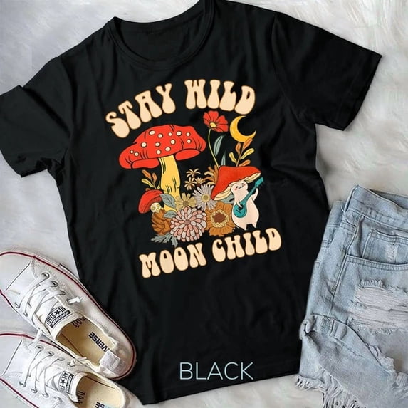70S Hippie Retro Groovy Stay Wild Moon Child Mushroom T-Shirt Unisex T ...