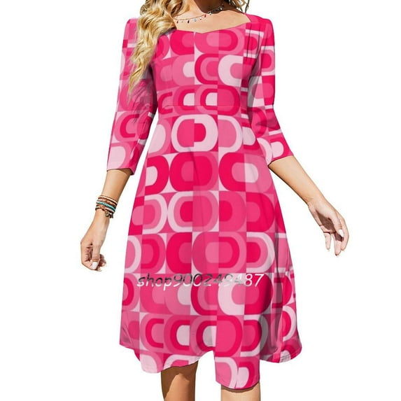 70S Pattern Retro Industrial Pink Collection Sweetheart Knot Flared ...