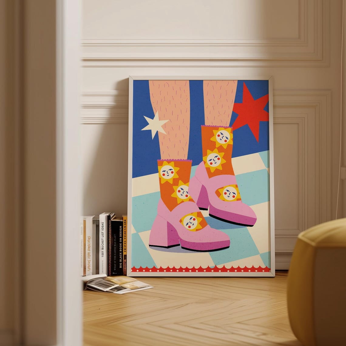 70S Platform Heels Retro Feminist Fashion Pop Funky Sun Socks Poster ...