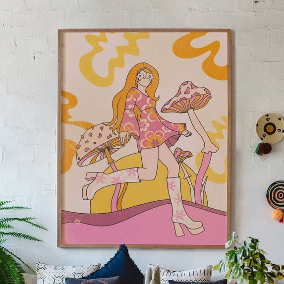 70S Poster Psychedelic Mushrooms Print 70S Home Decor Psychedelic Art ...