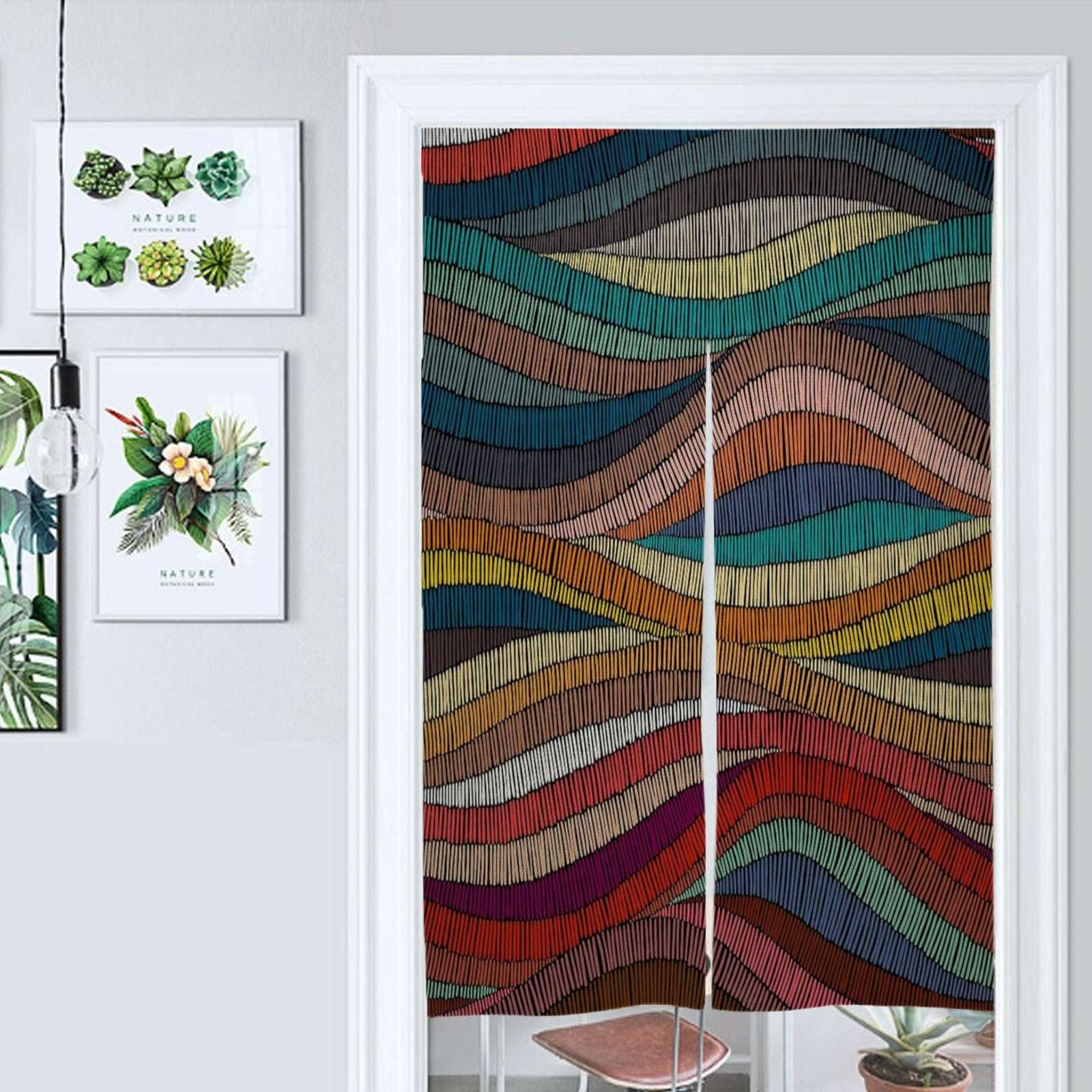 70S Retro Colorful Wavy Door Curtain Nordic Living Room DoorCurtain ...