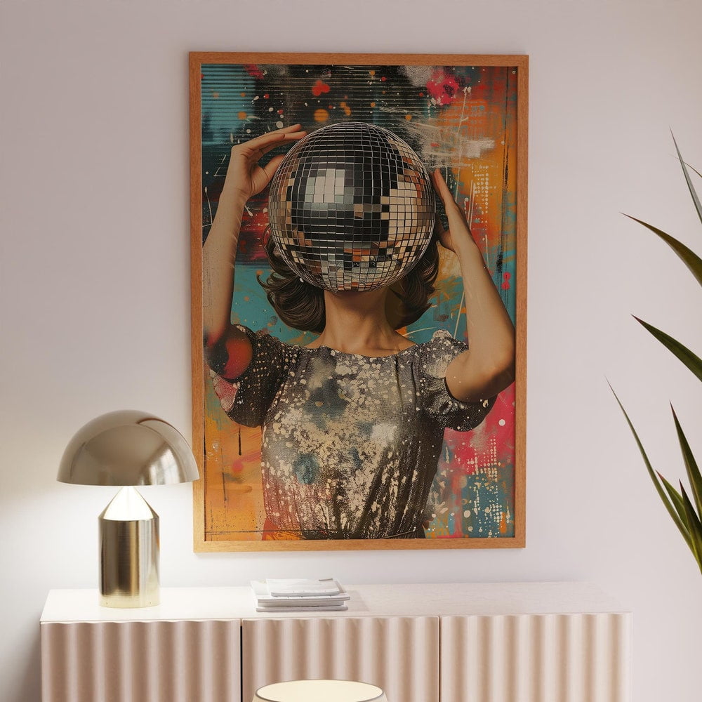 70S Retro Disco Ball Head, Preppy Aesthetic Y2K Wall Art, 70S Party ...
