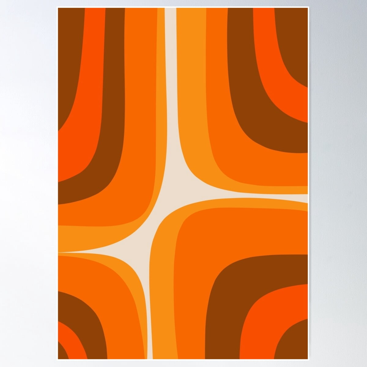 70S Retro Groove Minimalist Mid Century Modern Abstract In 1970S Brown ...