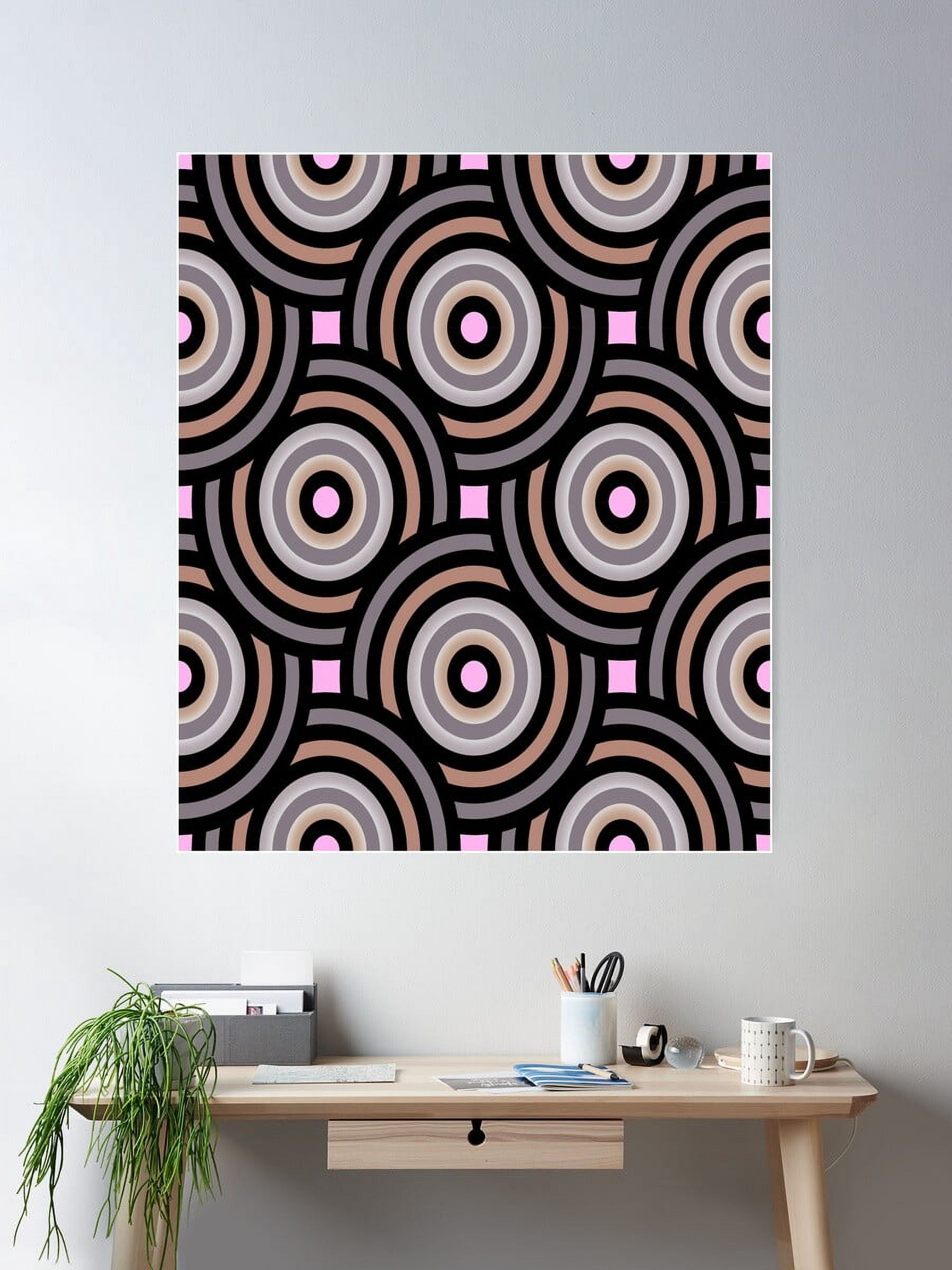 70S Retro Overlay Circles Pattern Poster Wall Art, Modern Wall Decor ...