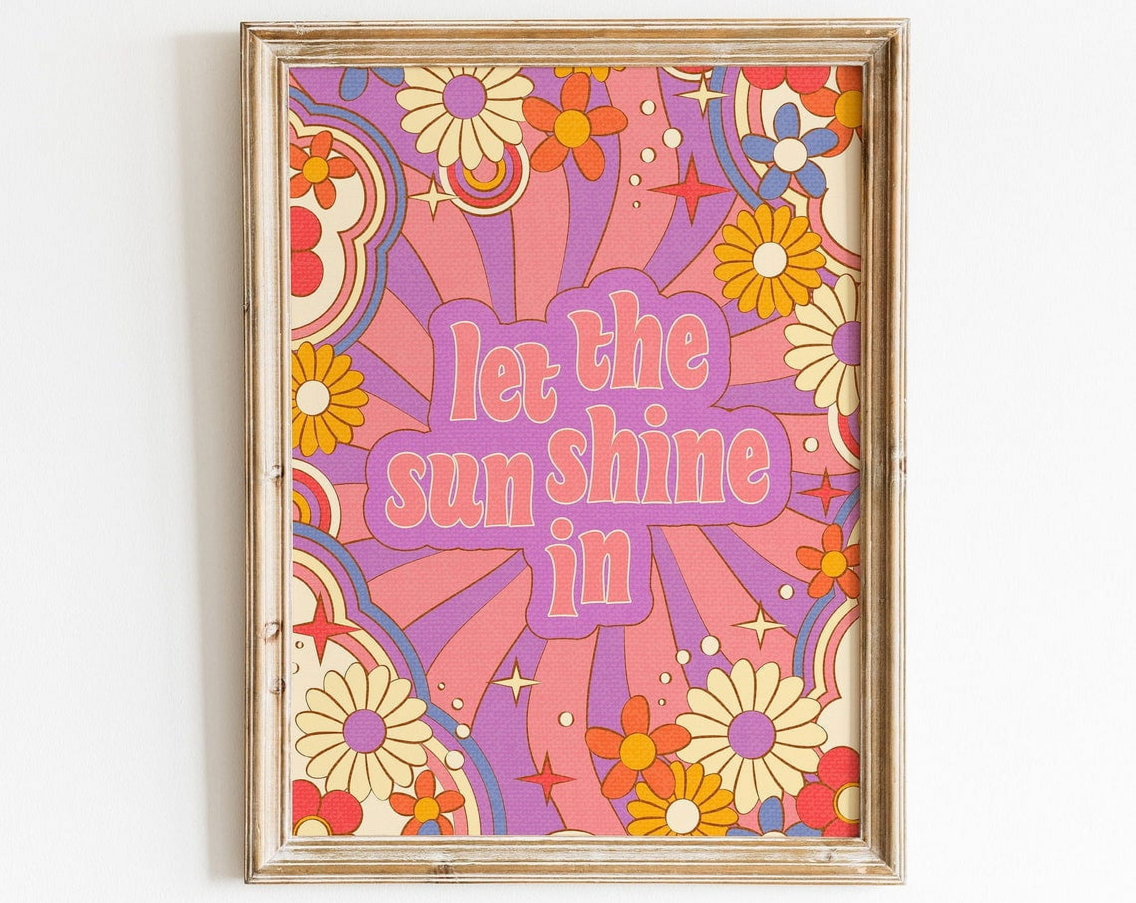 70S Style Poster, 70S Floral Pattern Print, 70S Decor, Let The Sunshine ...