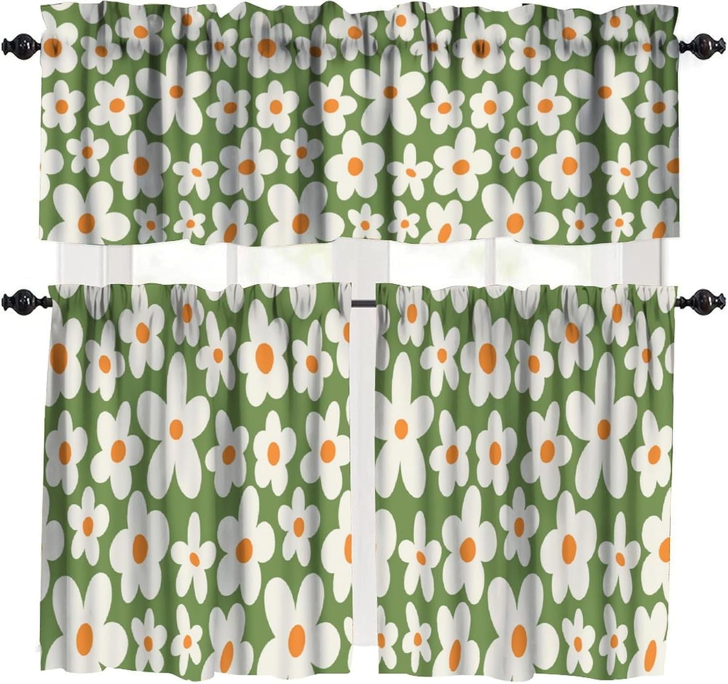 70S Style Vintage Boho Valance Curtain Retro Groovy Flowers 60S Mid ...