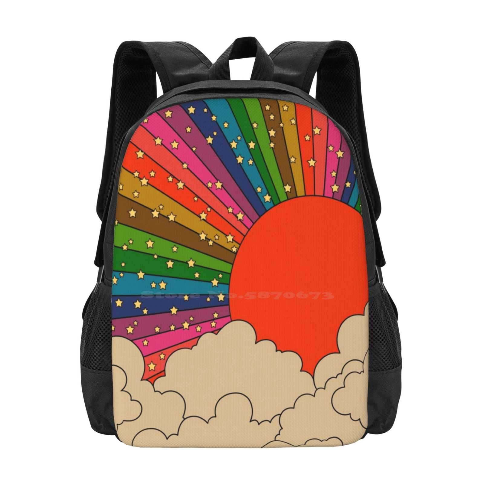 70S Sun Pattern Design Bagpack Bags Groovy Psychedelic Sunset - Walmart.com