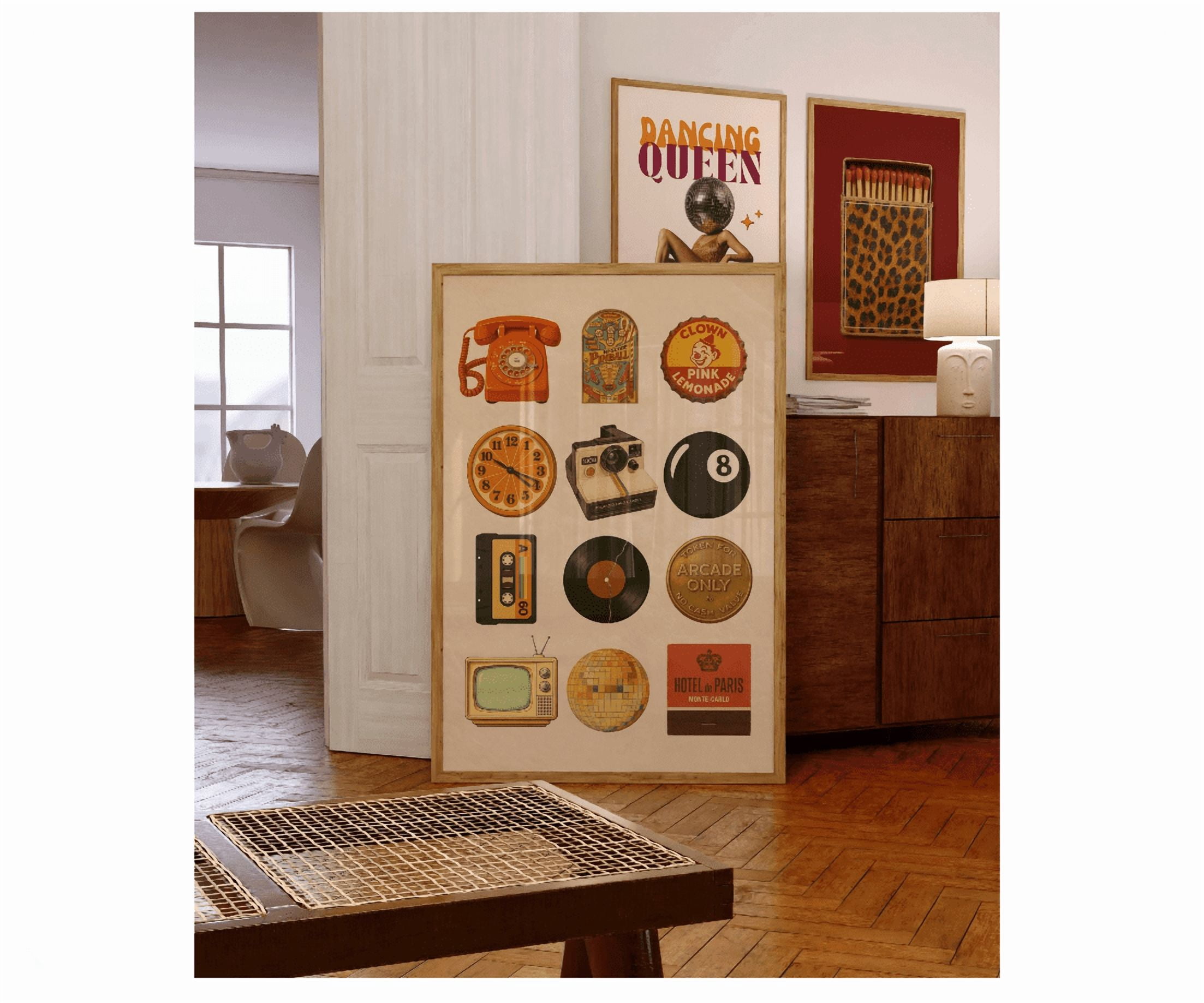 70S Trendy Collage Wall Art Retro Poster Vintage Wall Art Illustration ...