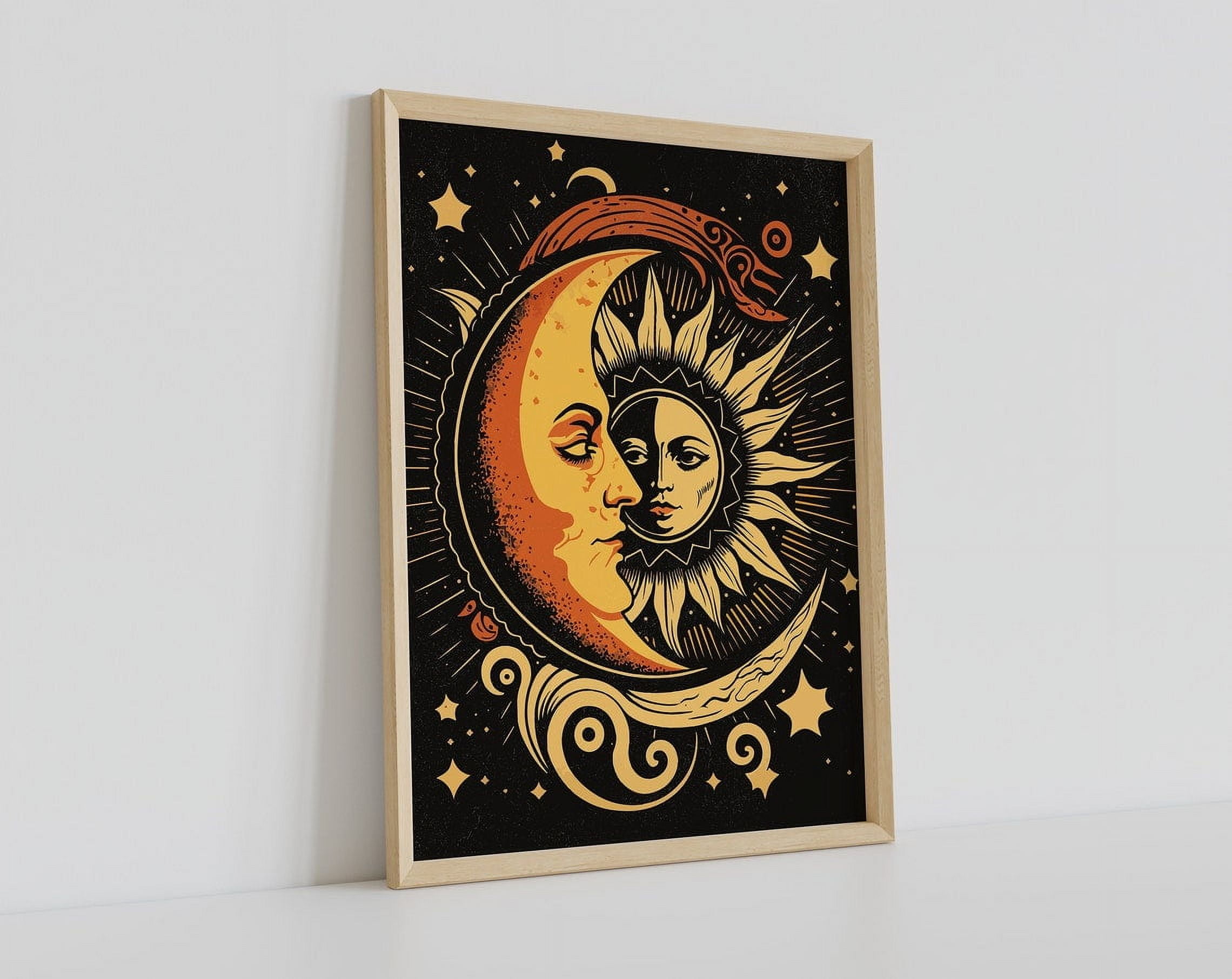 70S Wall Art, Sun And Moon Decor, Retro Wall Art, Aesthetic Poster ...