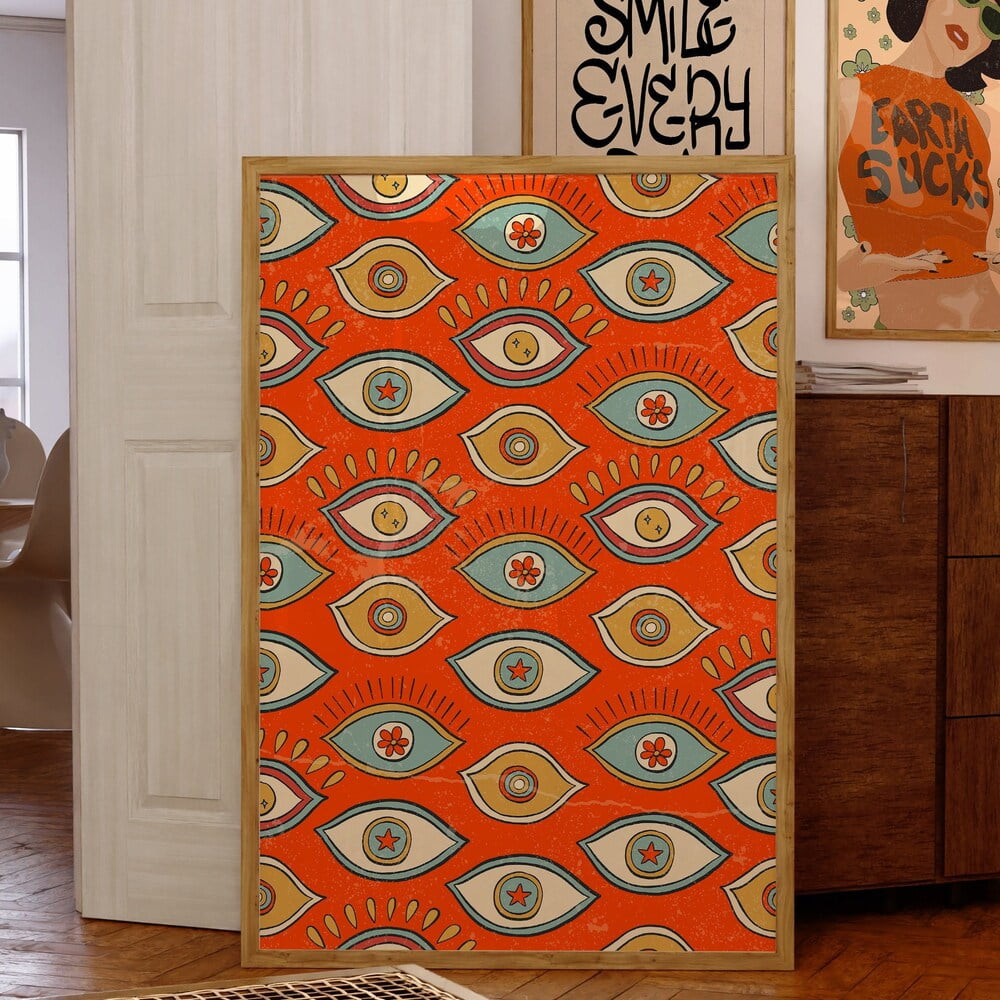 70S Wall Art, Trendy Wall Art, Psychedelic Poster, Eye Poster, Retro ...