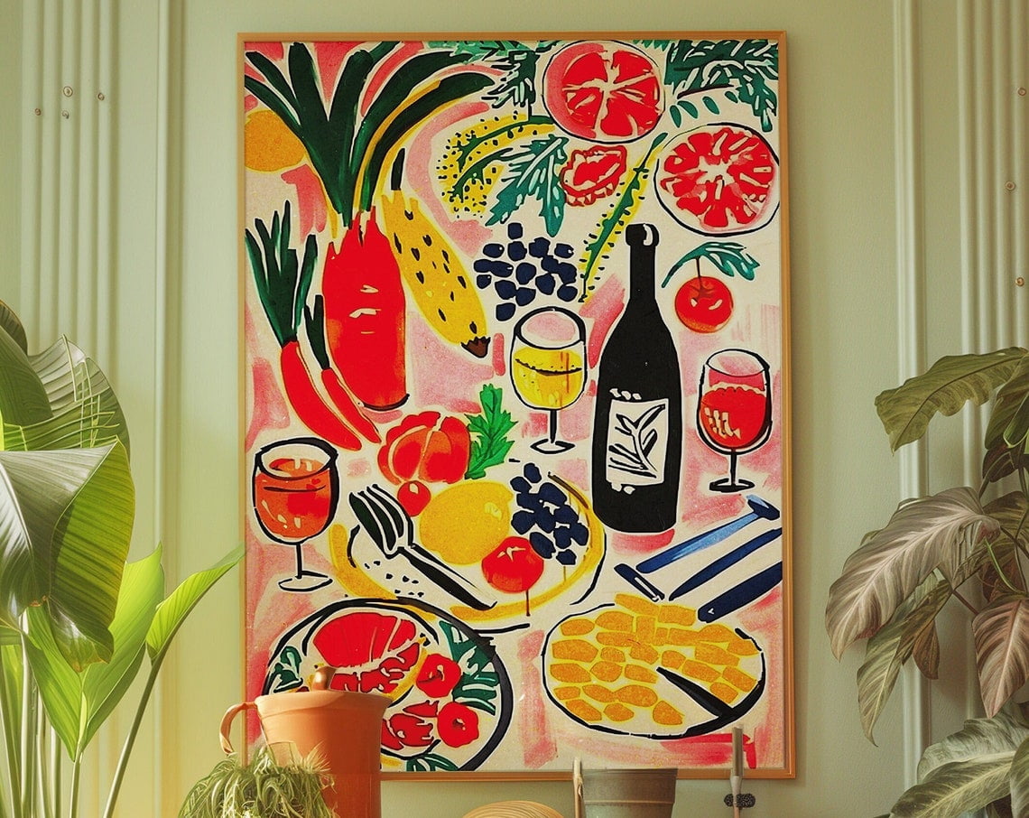 70S Wall Print, Colourful Food Print, Retro Food Art, Kitchen Poster ...