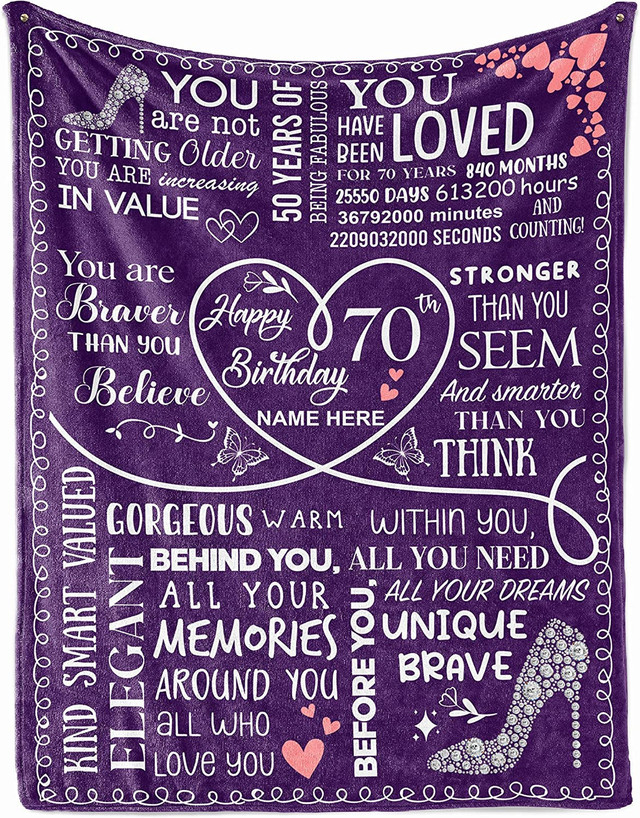 70Th Birthday Blanket 70 Year Old Idea Throw Blankets Decorations ...