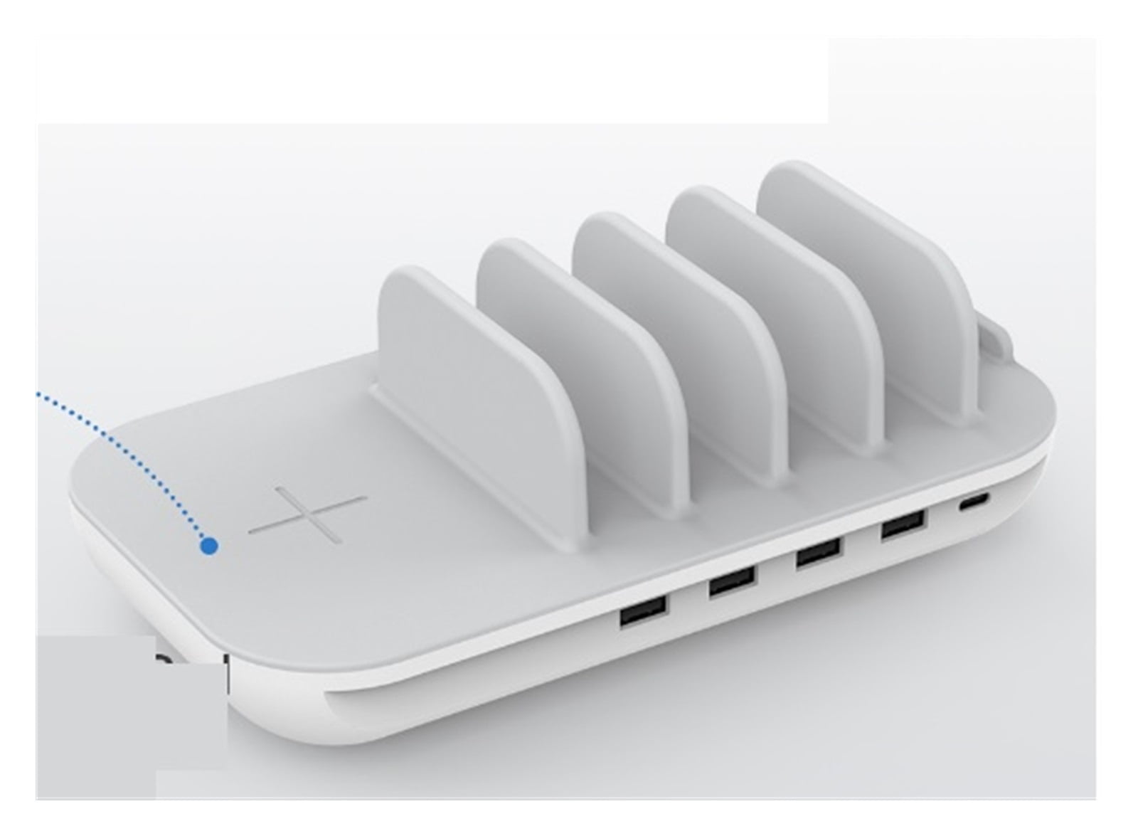70W 5-Port Charging Station with 15W Wireless Charger Pad USB-C Port ...