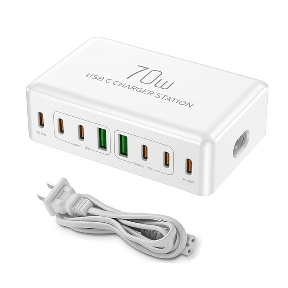70W 8-Port Multi USB Charger with USB Cable Mobile Phone Multiple Usb ...
