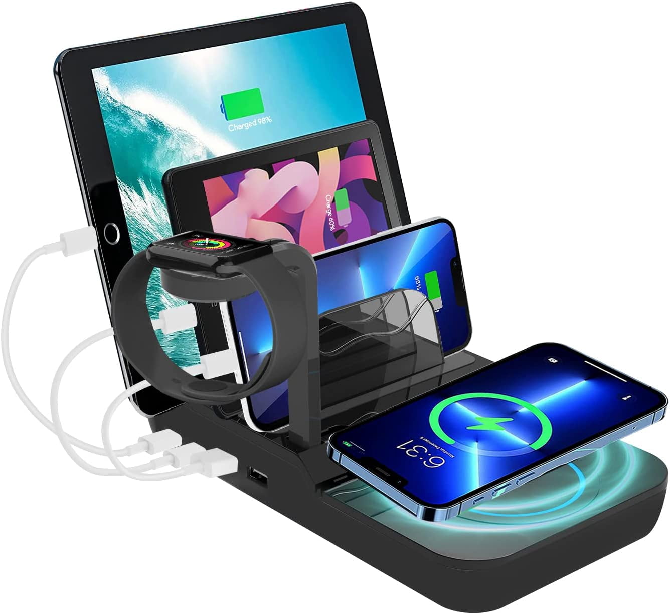 70W Charging Station for Multiple Devices, 5 in 1 Fast Charging Dock ...
