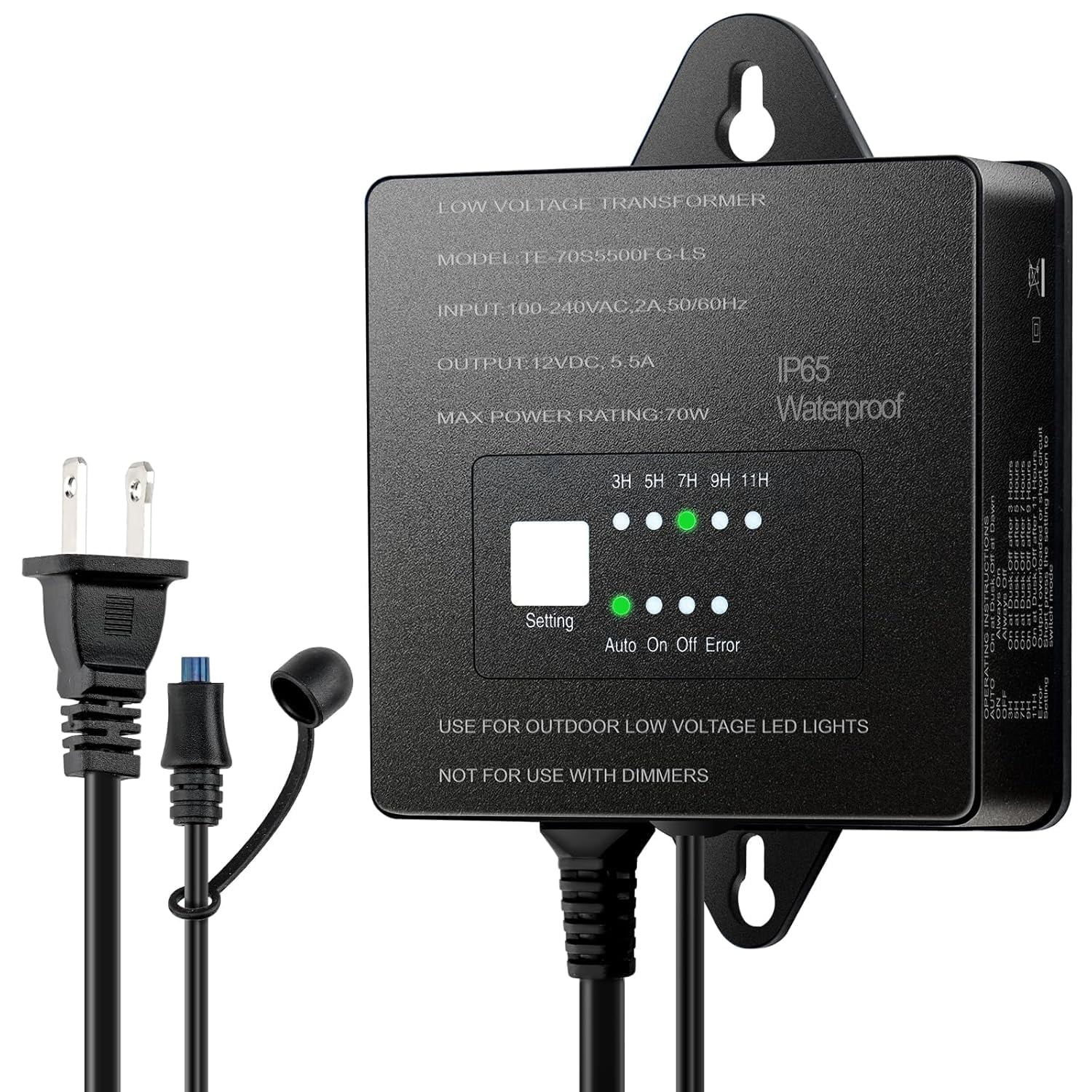 70W Lighting Transformer, Heebyoo Low Voltage Outdoor Light Transformer ...