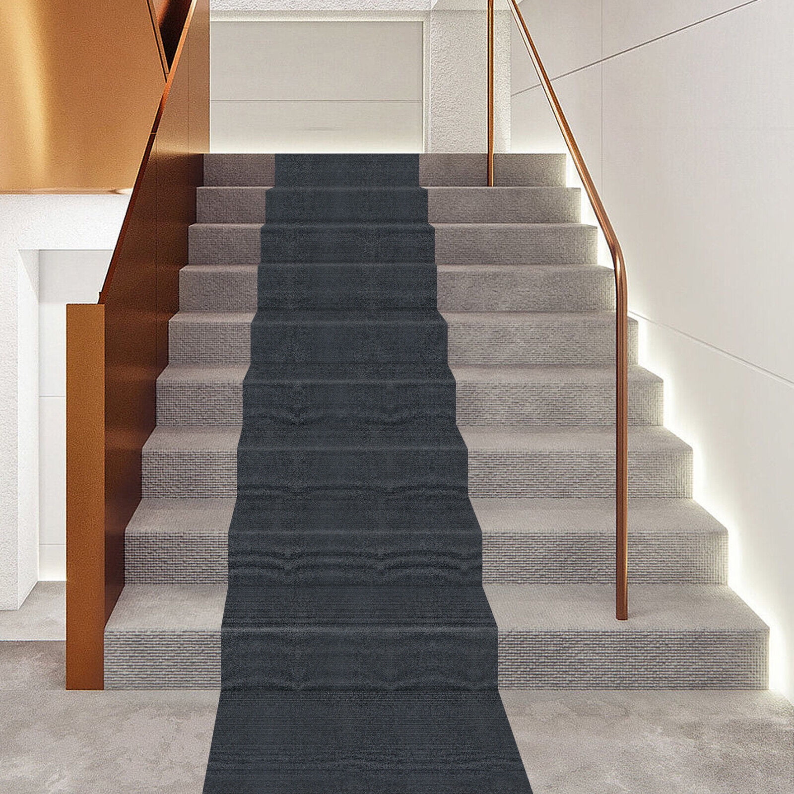 70cm*6m Indoor Stair Protectors for Carpeted Stairs Smoky Grey Stripes ...