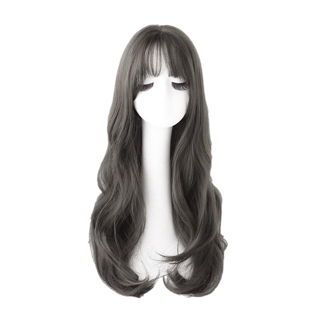 70cm Long Curly Hair Wig with #air# Bangs Women Wave Natural Fluffy Hair Wigs X2G6 - Walmart.com