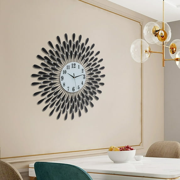 70cm Metal Wall Clock Round Shape Modern For Living Room Decor Home ...