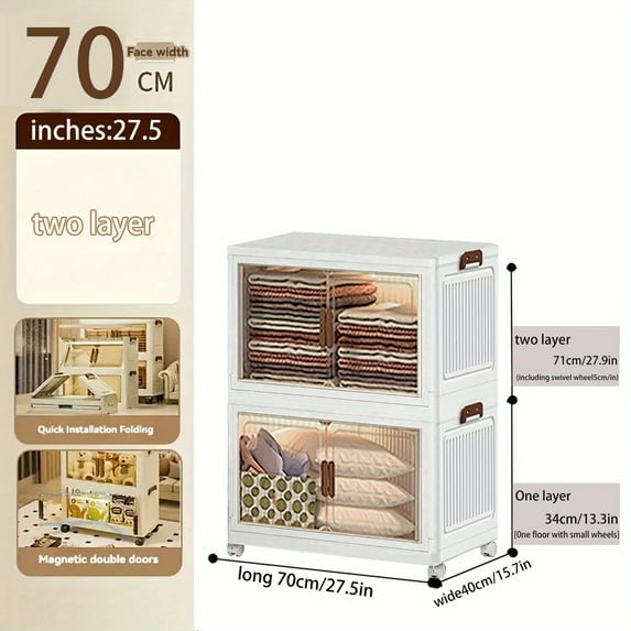 70cm Multi-Functional Folding Storage Cabinet - Wheeled, Lightweight ...