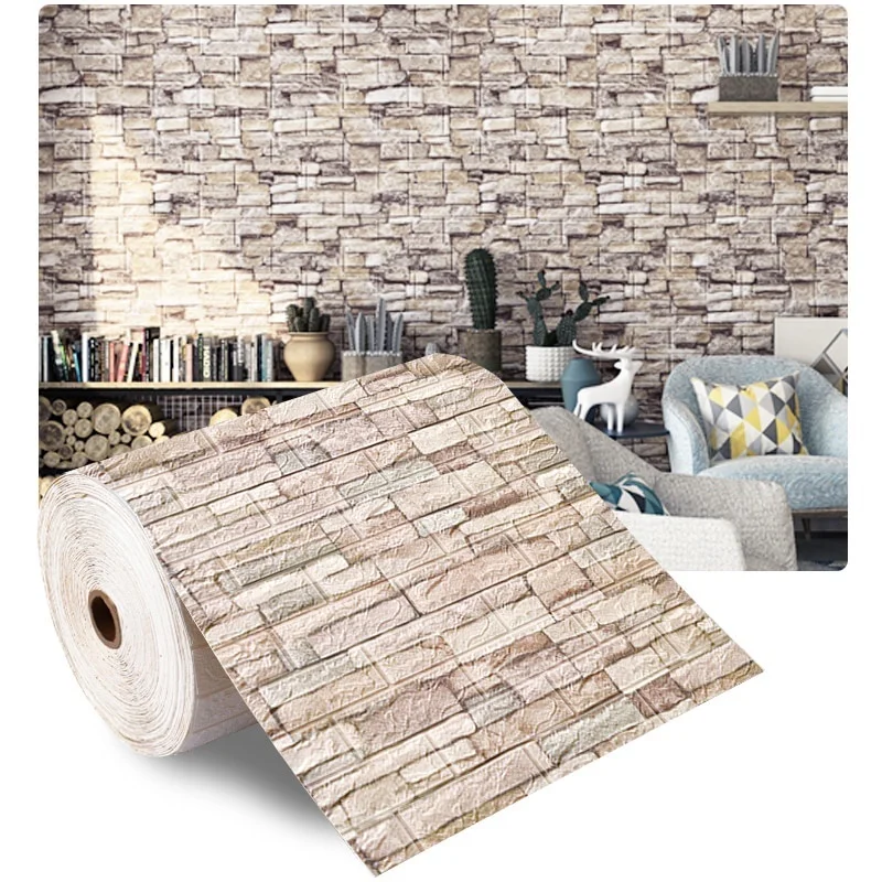 70cmx1/5/10m 3D Wallpaper Decoration Self-adhesive Antique Foam Brick ...