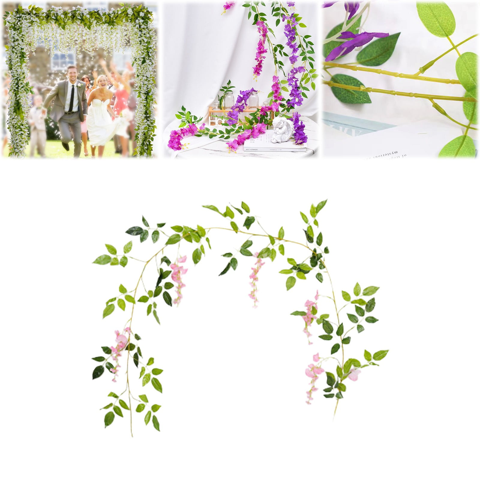 70in Artificial Wisteria Vine Garland – Full Flower Garland for Wedding ...