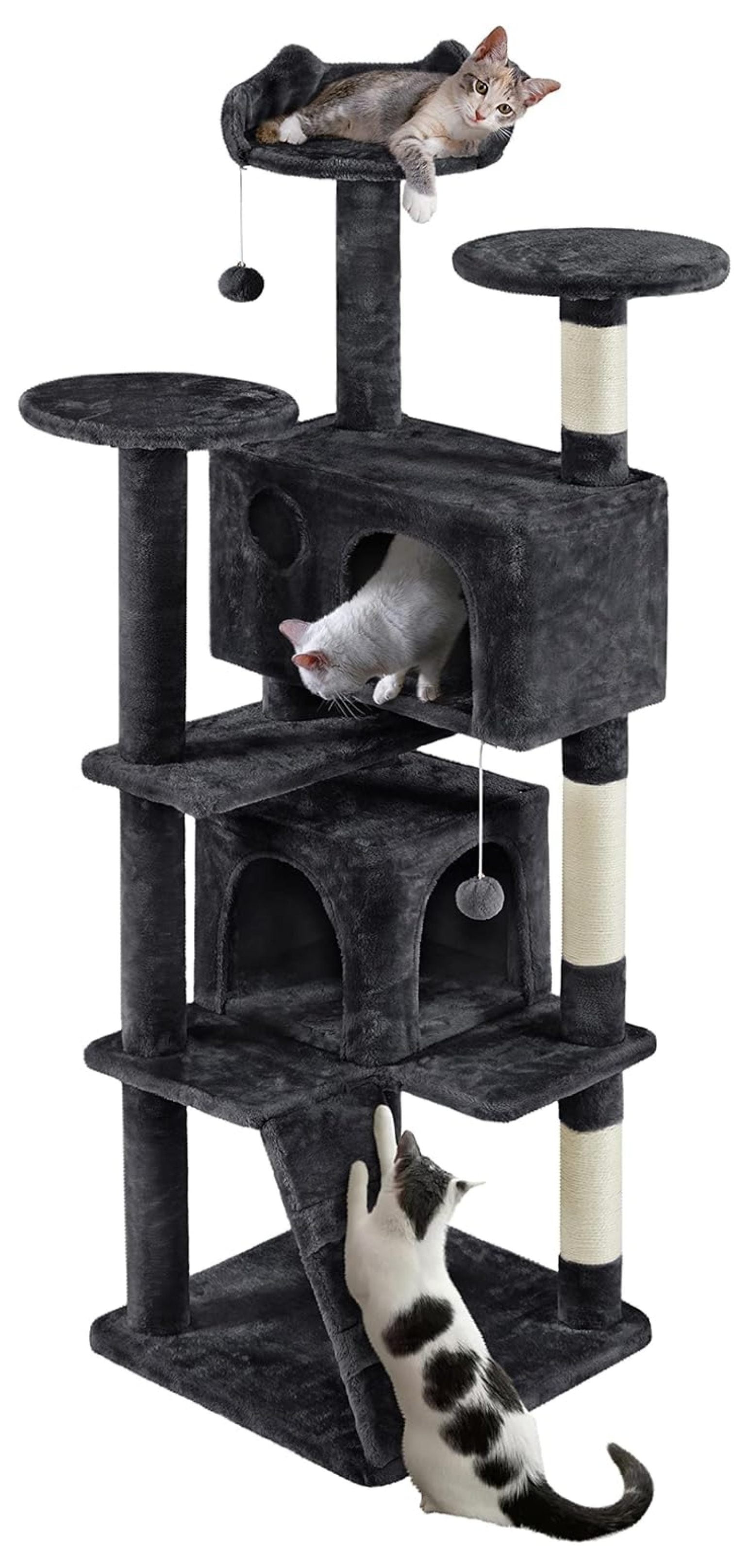 70in Cat Tree, Multi-Level Cat Tower with Scratching Post Dangling and ...
