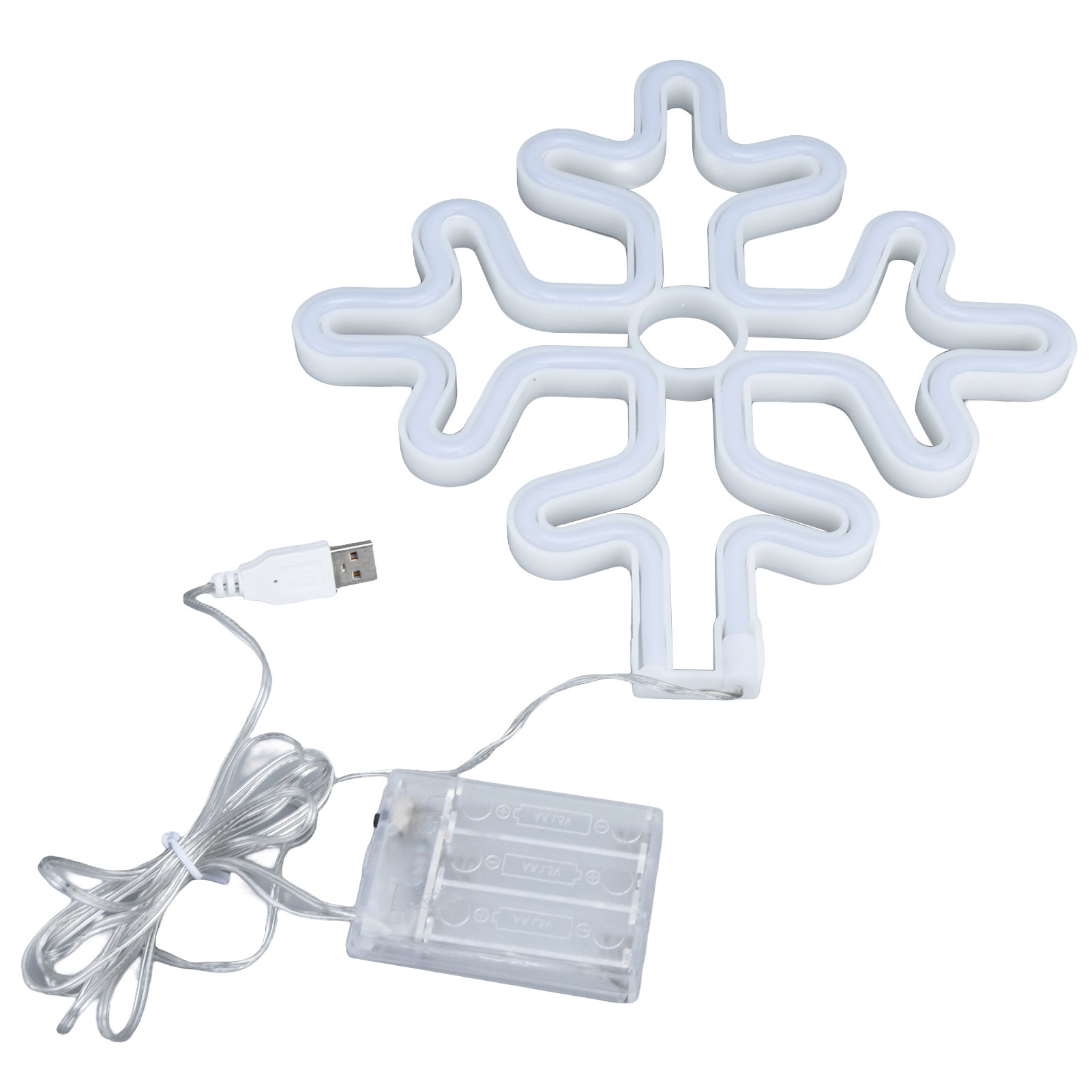 70in Neon Sign Romantic Christmas Snowflake Battery USB Powered LED ...