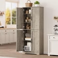 70in Tall Freestanding Kitchen Pantry Cabinet with 4 Doors & Adjustable ...