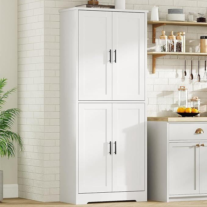 70in Tall Kitchen Pantry Cabinet, Freestanding Storage Cabinet with 4 ...