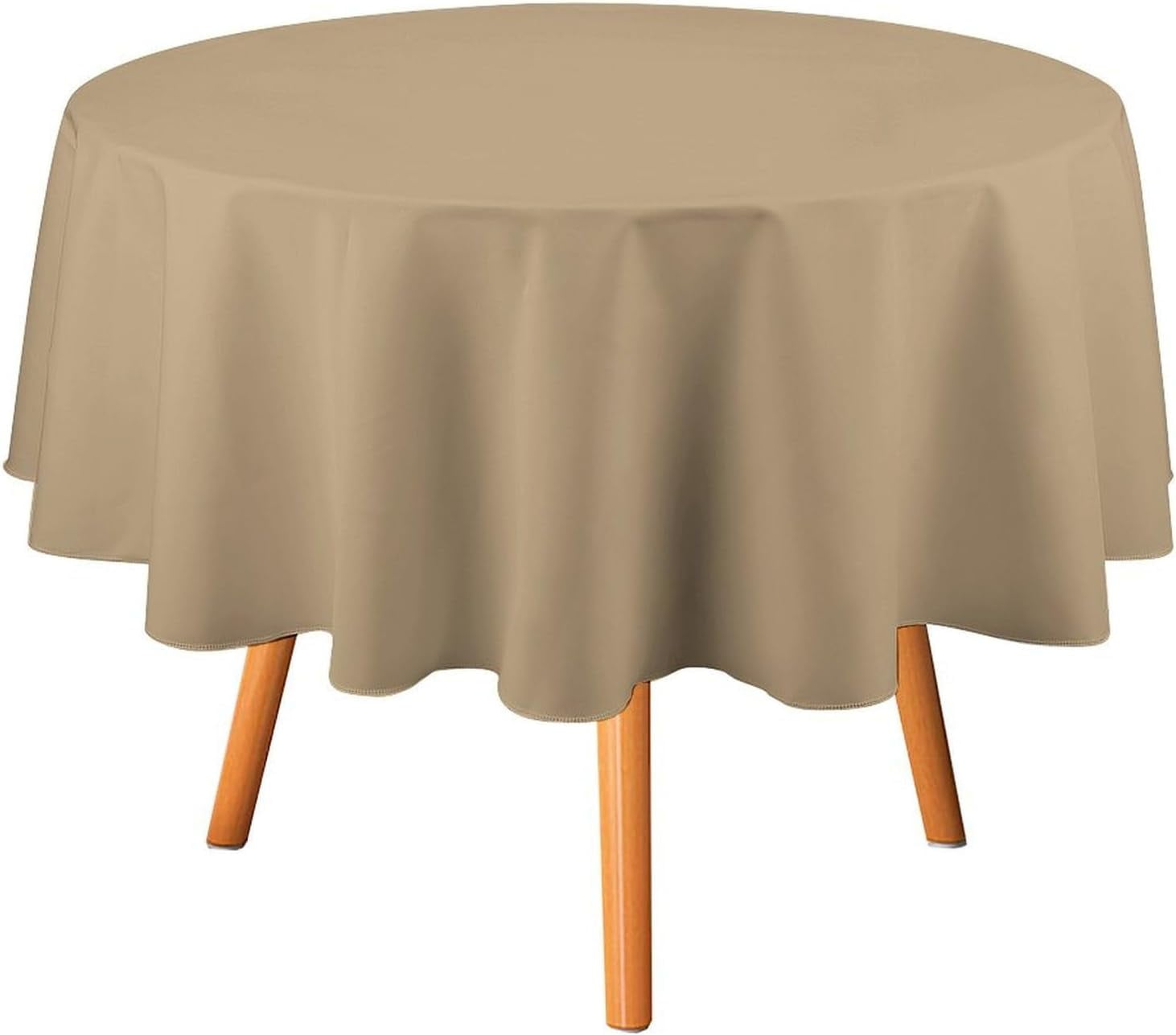 70inch Round Table Cloth, Modern Elegant Dark Beige Tablecloths ...