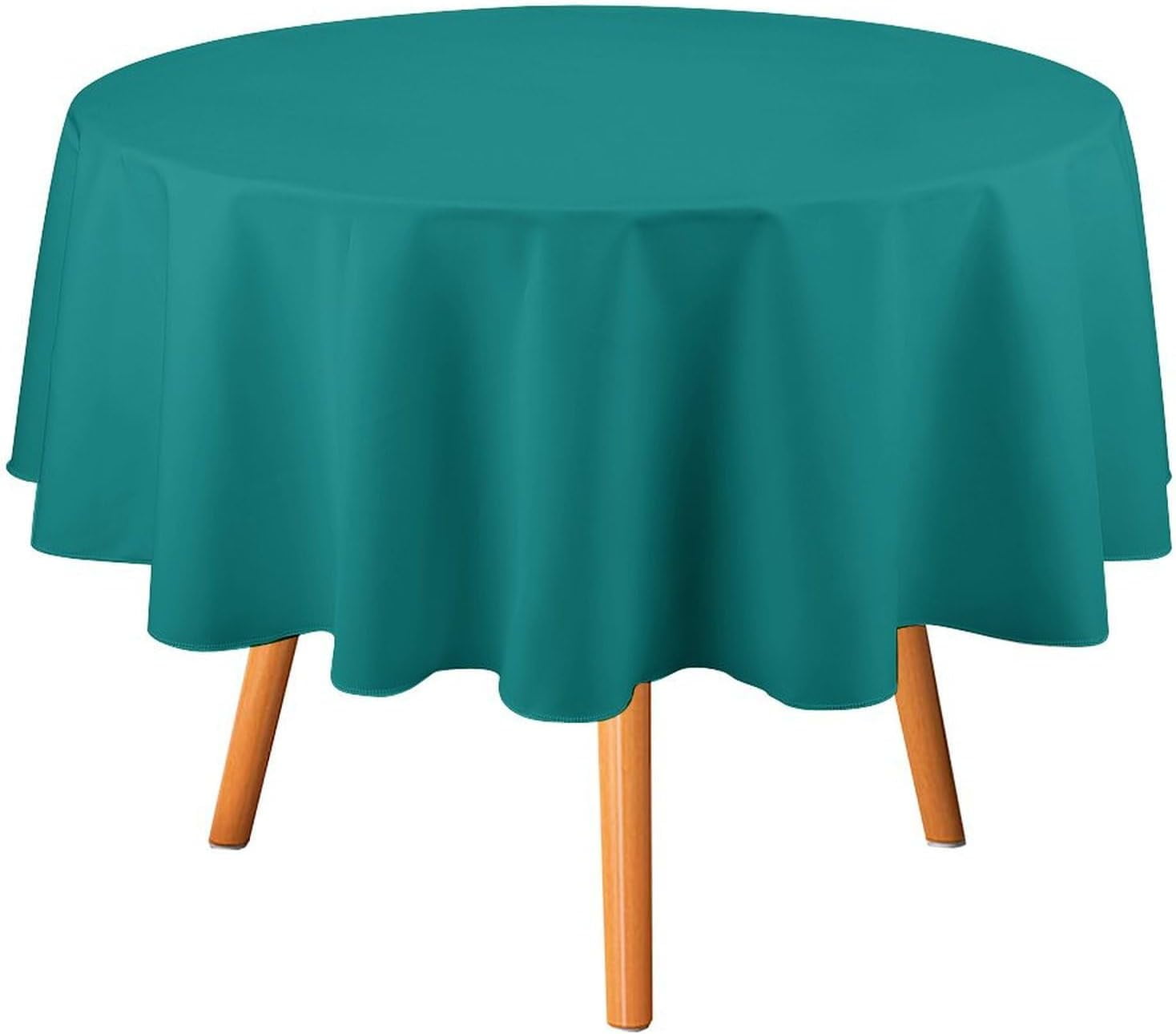 70inch Round Table Cloth, Teal Blue Trend Color Tablecloths Washable ...