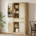 70inch Tall Kitchen Pantry, Rattan Cupboard Storage Cabinet with 1 ...