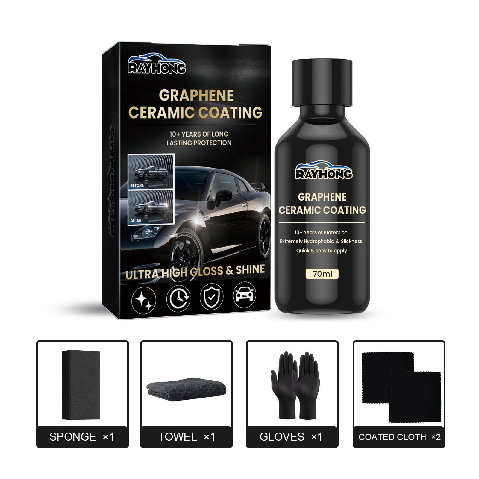 70ml Automotive Ceramic Nano Coating Liquid, 9H Graphene Scratch ...