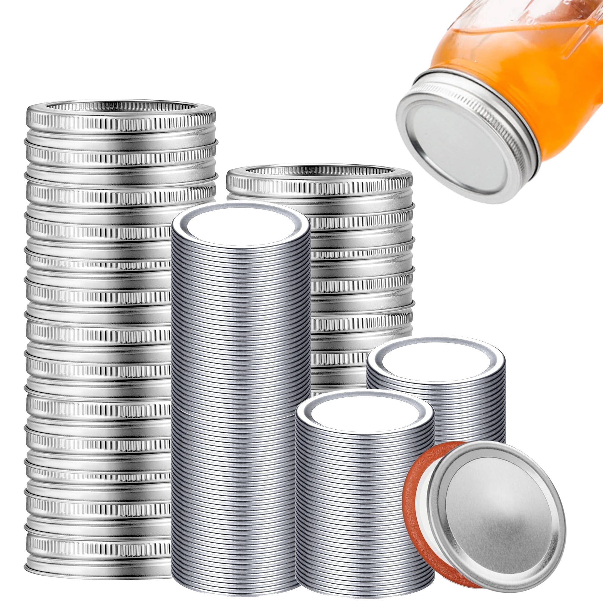 Livease 144 Regular Mouth Canning Lids & 24 Rings, 70mm Mason Jar Lids ...