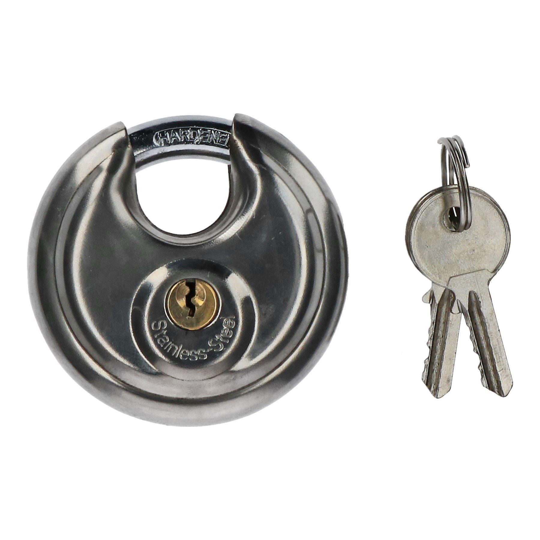 70mm Disc Padlock Security Shed Gate Lock Round Circle Steel Brass Lock ...