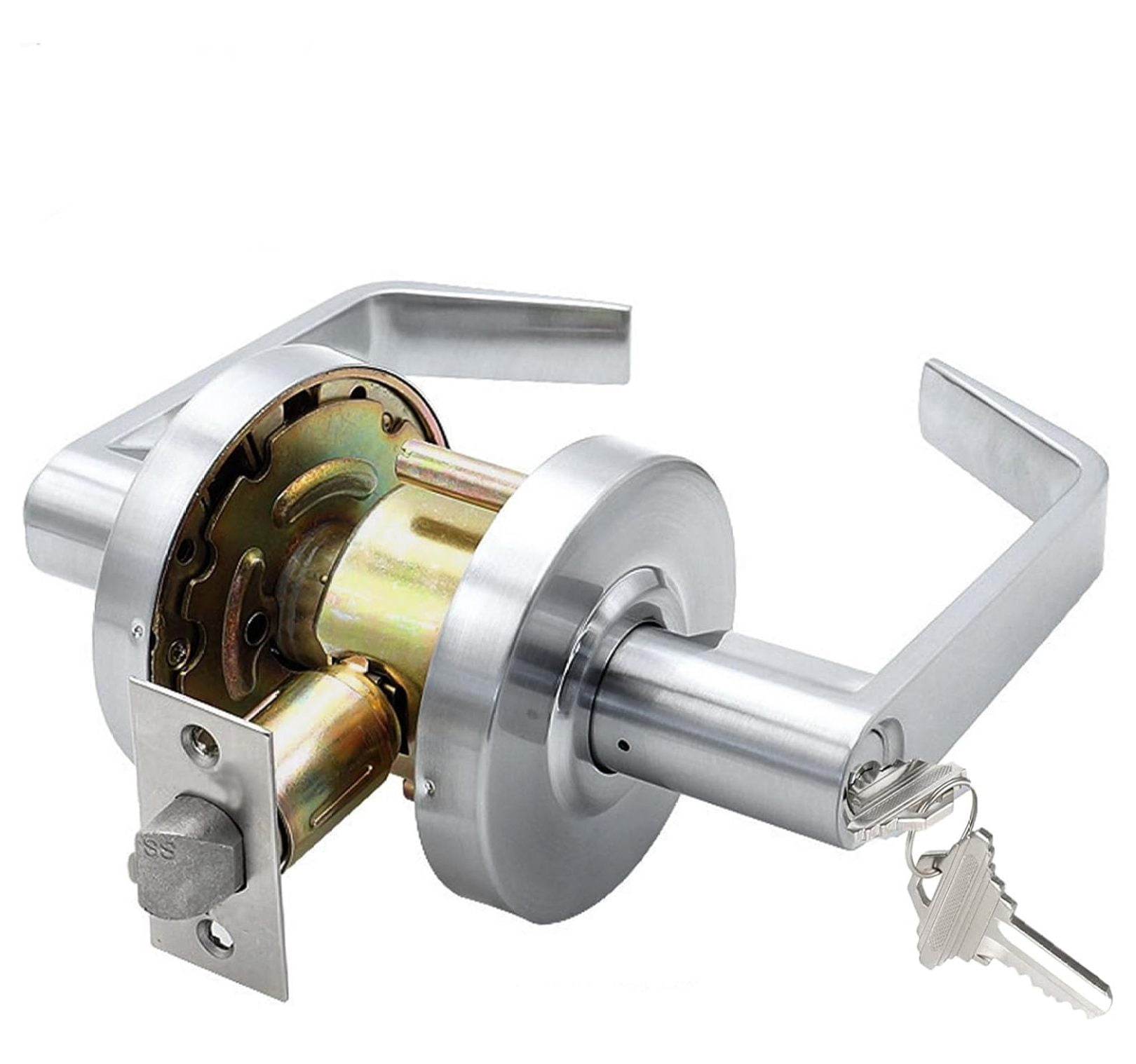 70mm Door Handle Heavy Duty Grade 2 Keyed Entry Door Lever with Key and ...
