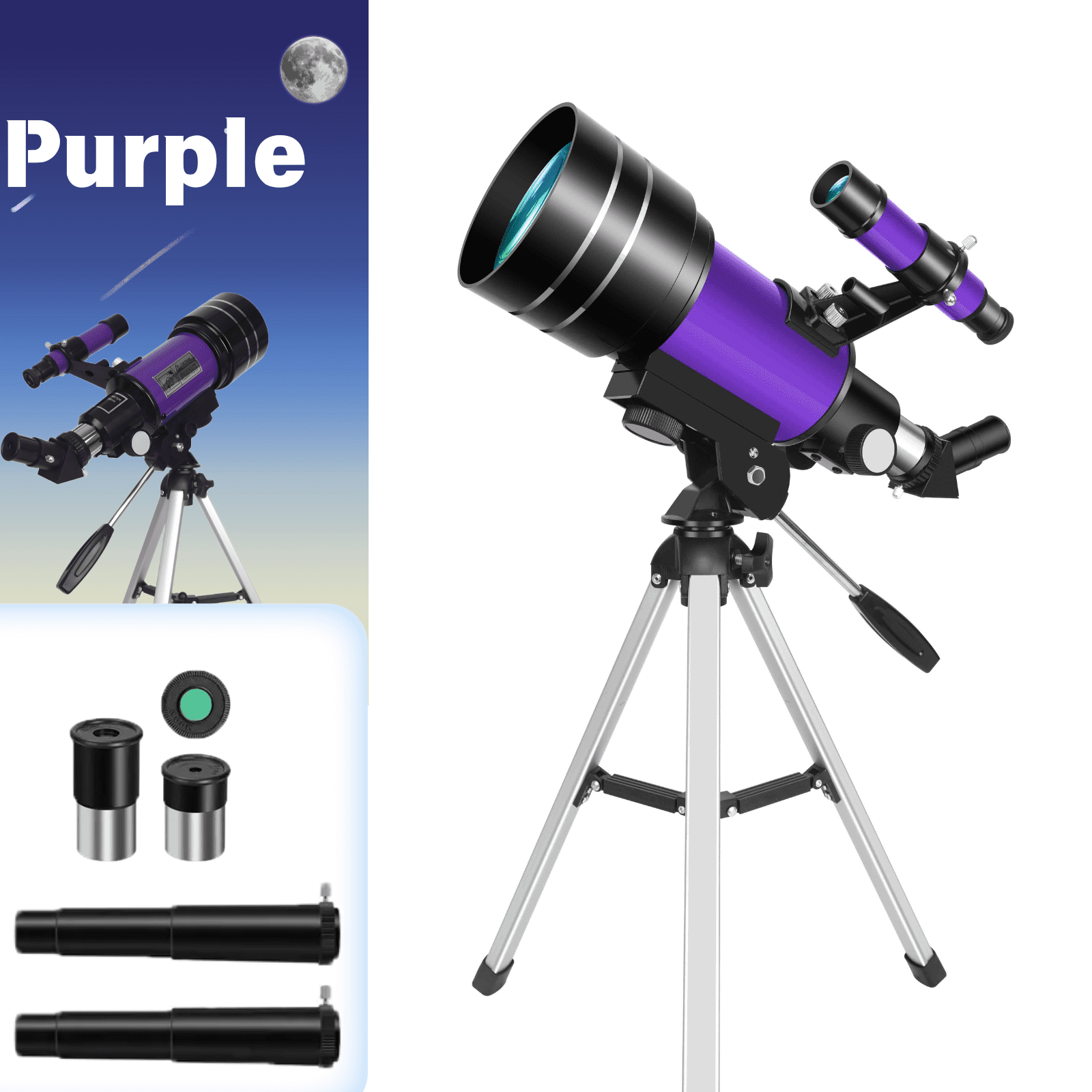 70mm Refractor Telescope for Kids and Beginners, 300mm Focal Length ...
