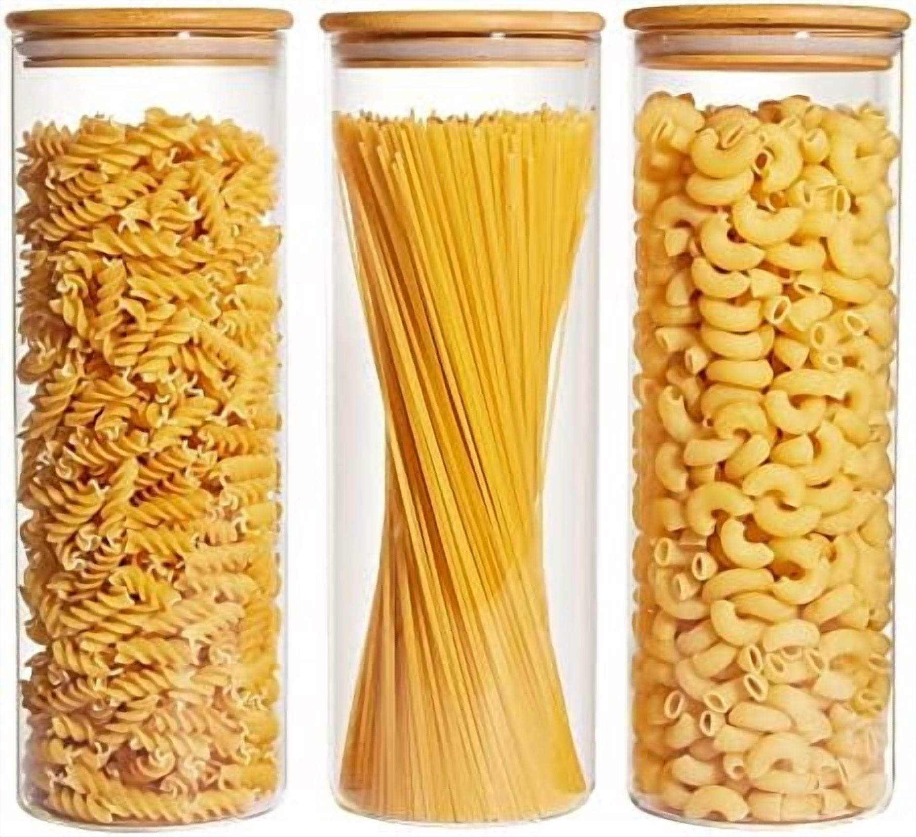 70oz Glass Food Storage Jars, 3 Pack Large Kitchen Containers with ...