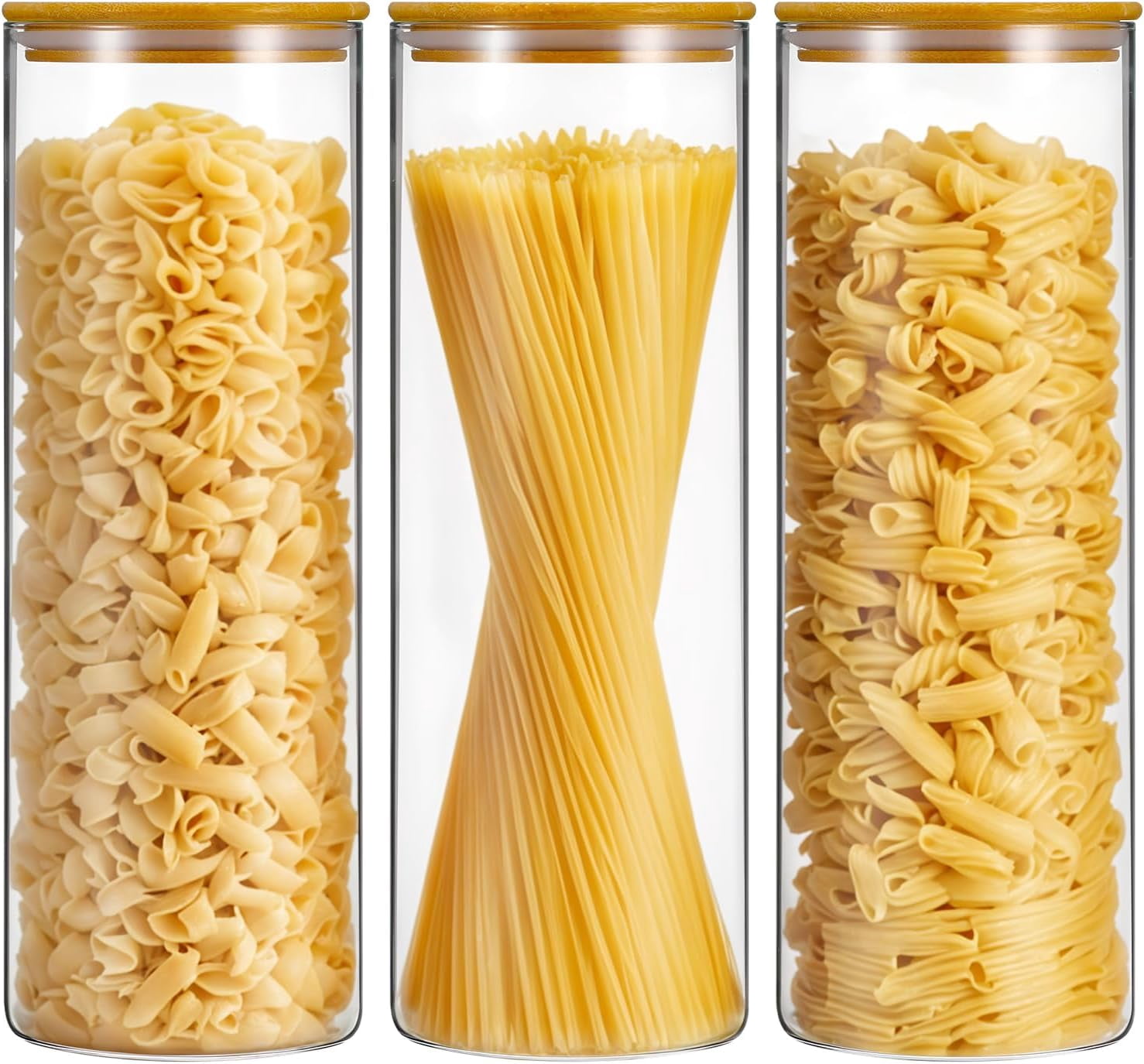70oz glass food storage jars, set of 3 large food containers with ...