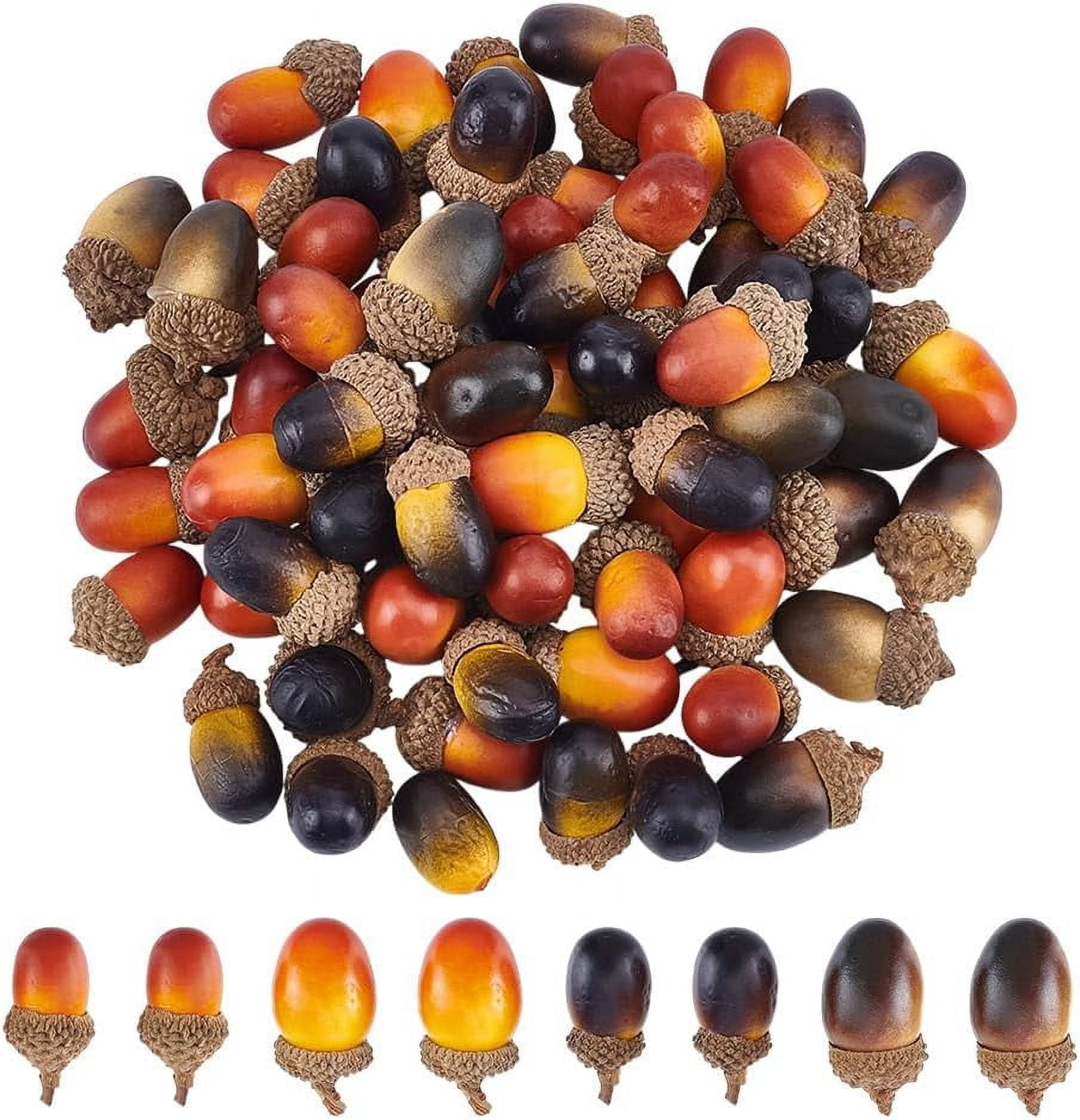 70pcs 4 Styles Artificial Fake Acorns Plastic Fruits Faux Mini Acorns ...