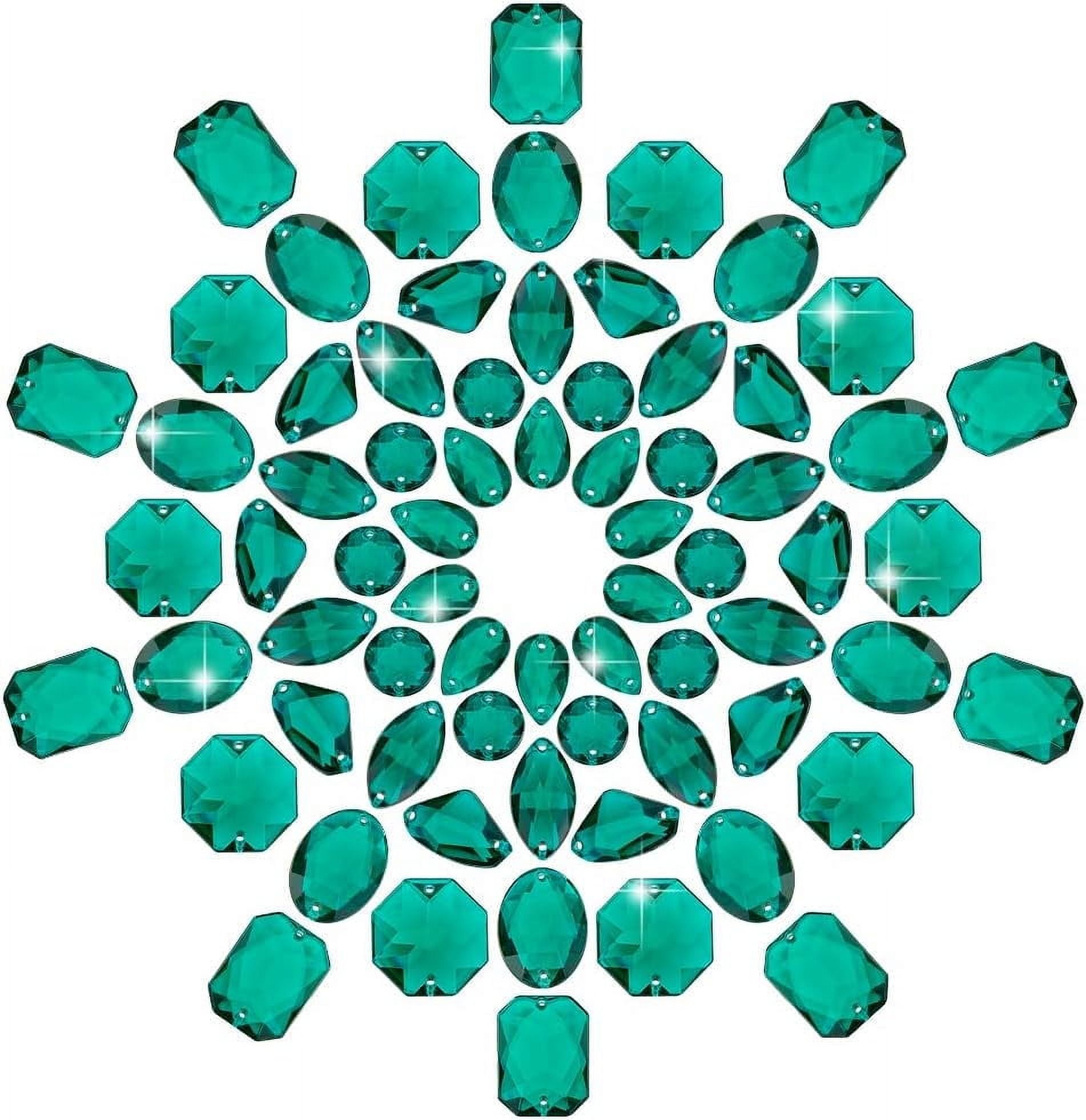 70pcs 7 Styles Sew On Rhinestones Green Crystals Sewing Gems Jewels ...