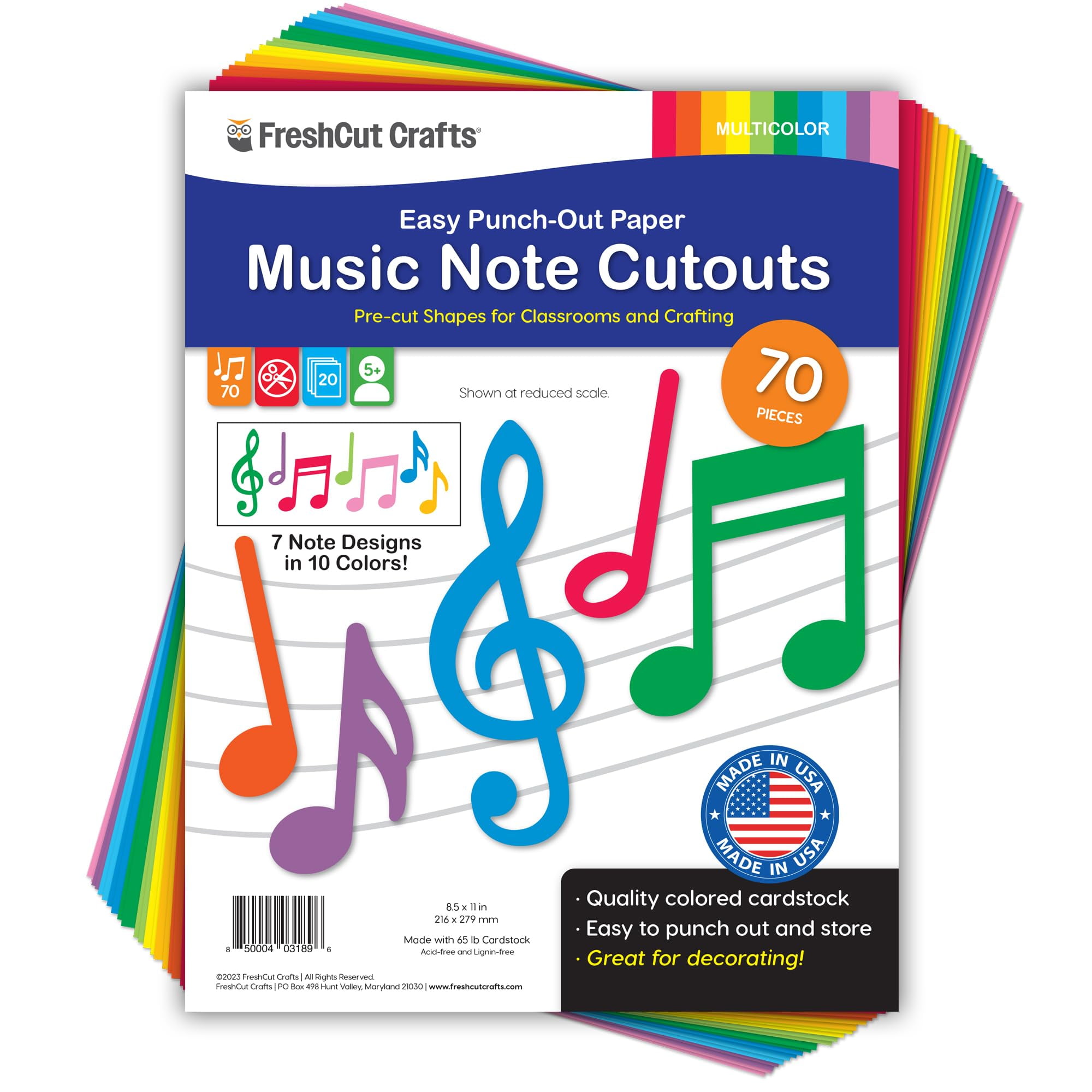 70pcs Colorful Music Notes Cutouts Musical ATT1Party Decorations in 7 ...