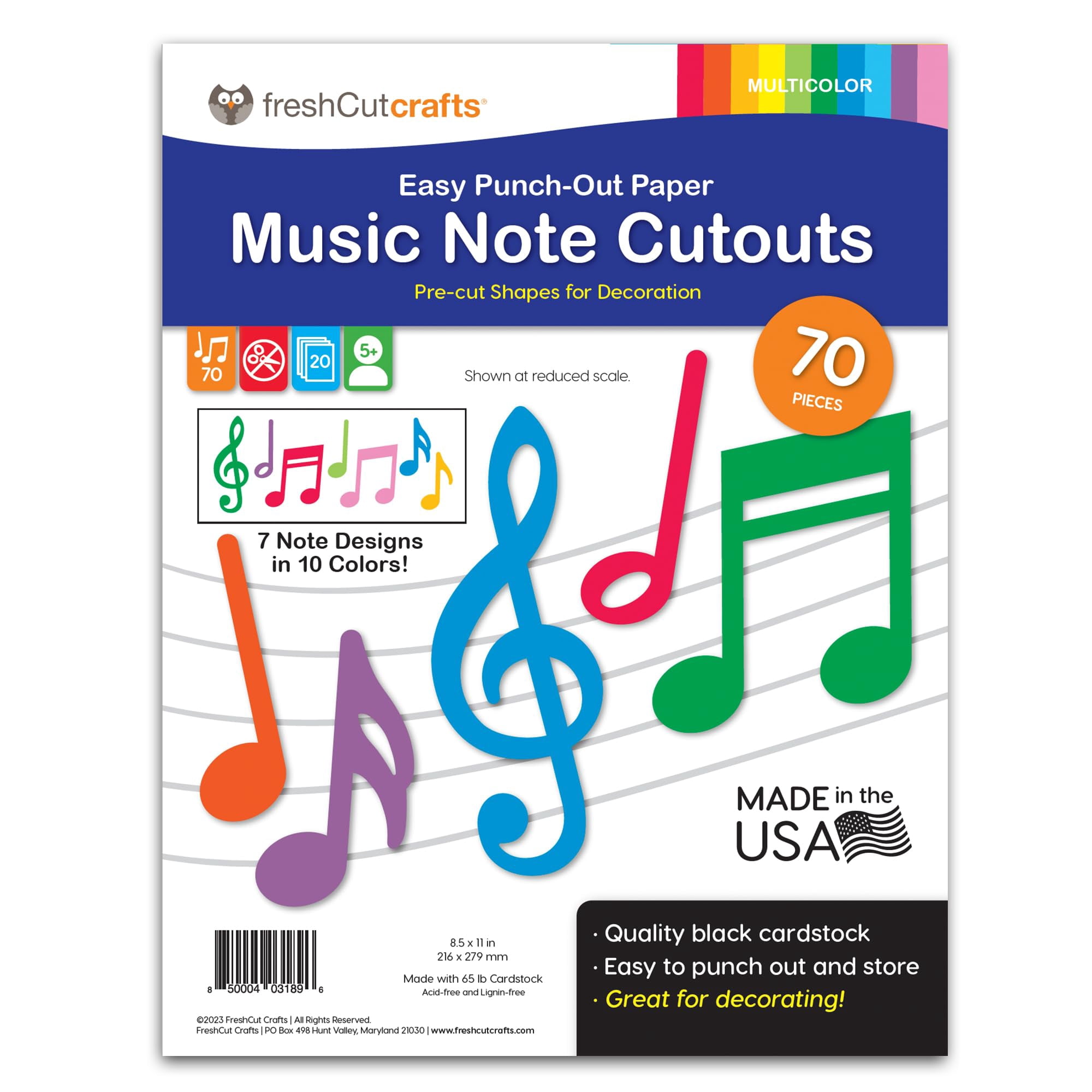 70pcs Colorful Music Notes Cutouts Musical Party Decorations 7 Designs ...