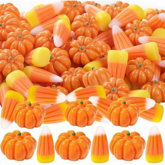 70pcs Halloween Mini Pumpkins Candy Corns Decorations,Thanksgiving Fake ...